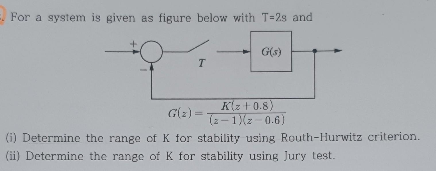 Solved (1) Determine the range of K for stability | Chegg.com