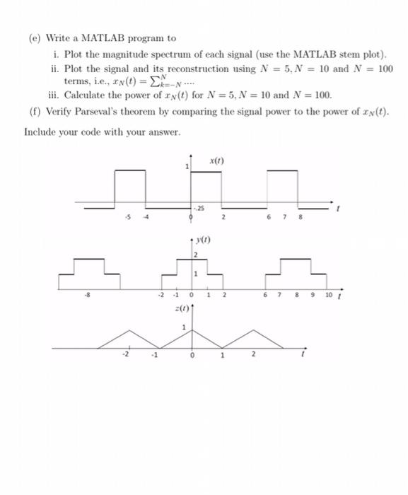 Solved (e) Write a MATLAB program to i. Plot the magnitude | Chegg.com