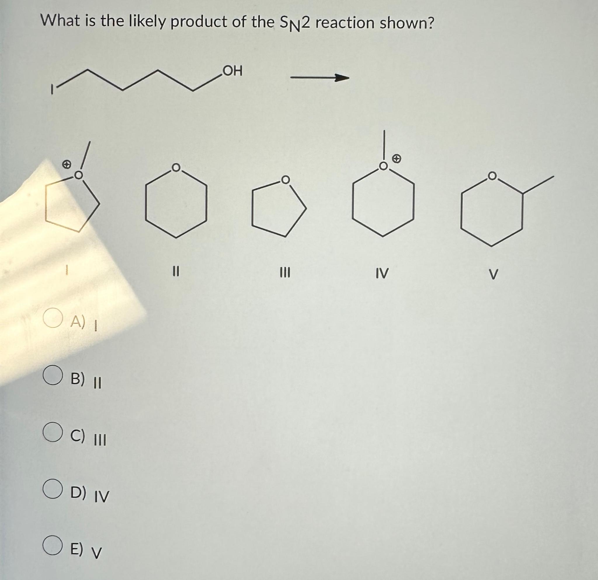 Solved What is the likely product of the SN2 ﻿reaction | Chegg.com