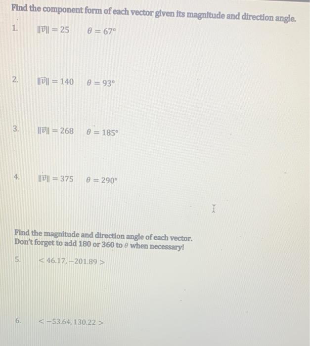 Solved Find the component form of each vector given its | Chegg.com