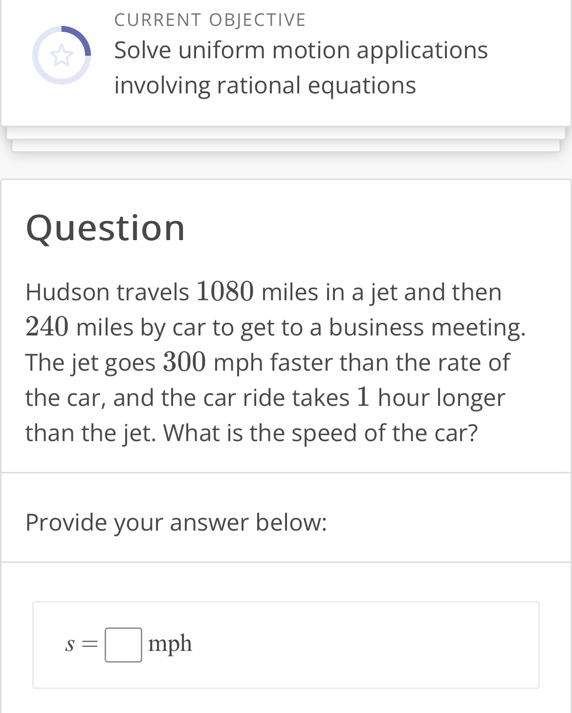 Solved CURRENT OBJECTIVESolve uniform motion applications | Chegg.com
