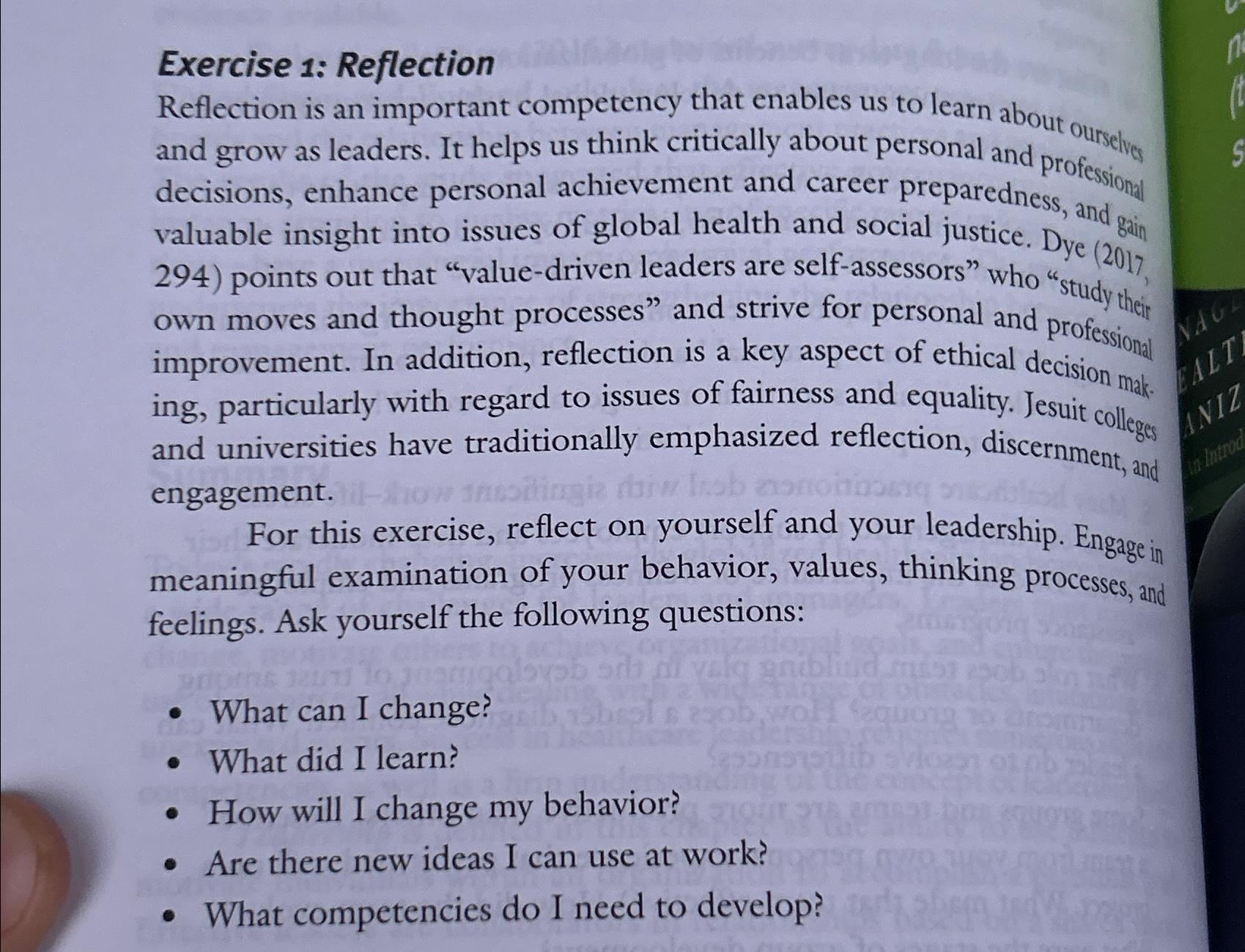 Solved Exercise 1: ReflectionReflection is an important | Chegg.com
