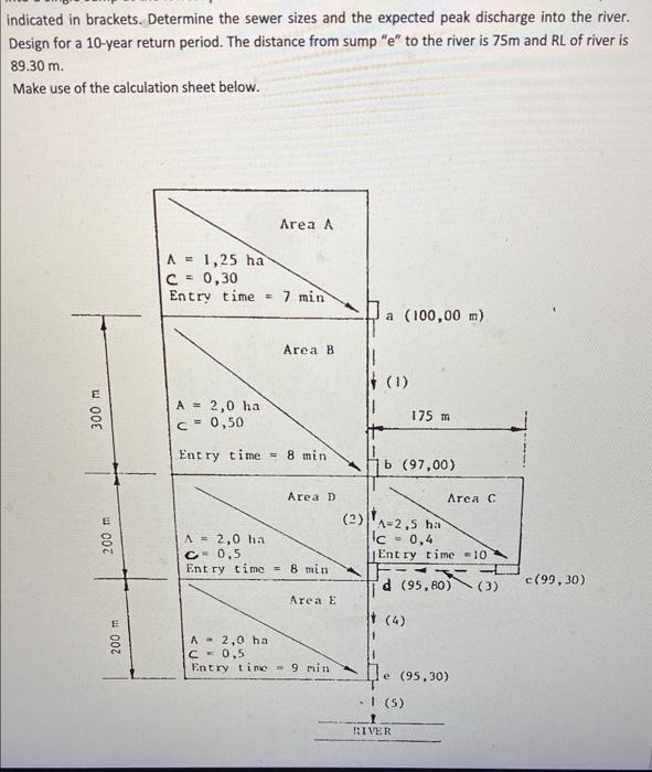 Solved indicated in brackets. Determine the sewer sizes and | Chegg.com