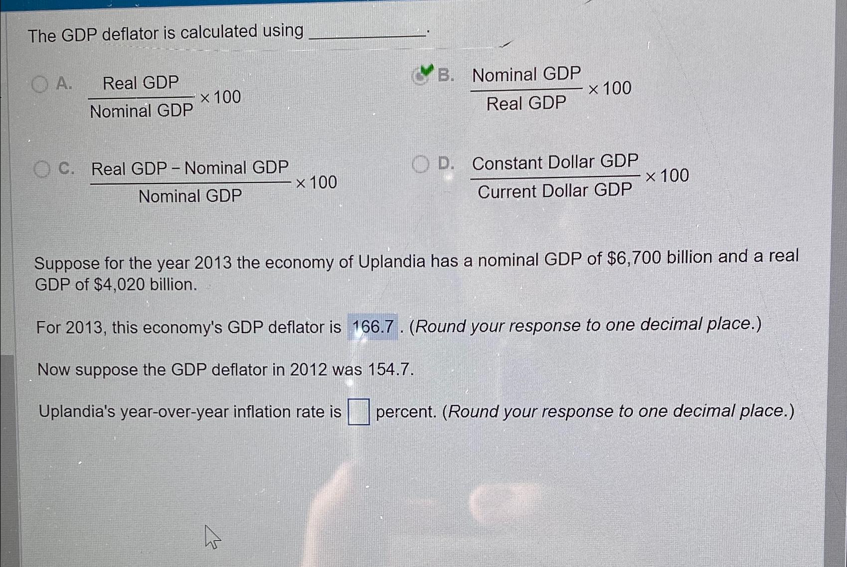 Solved The GDP deflator is calculated | Chegg.com