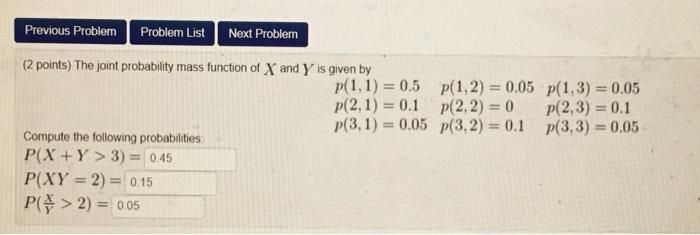 Solved (2 points) The joint probability mass function of X | Chegg.com