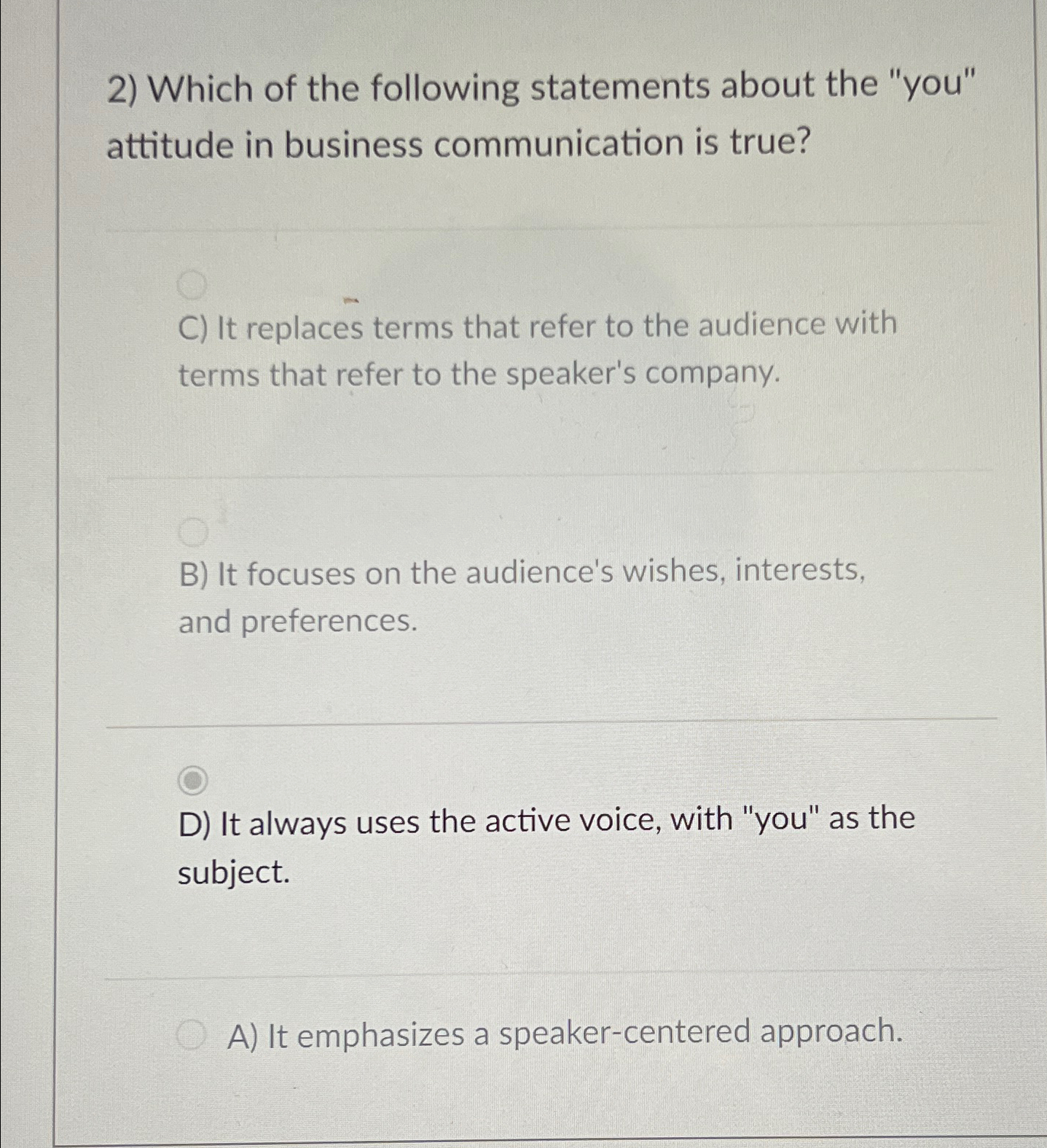 Solved Which of the following statements about the "you" | Chegg.com