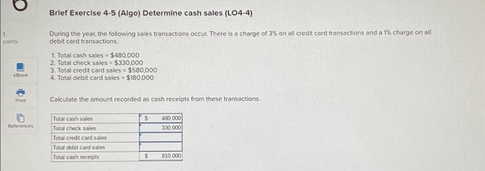 1 points eBook Print References Brief Exercise 4-5 | Chegg.com