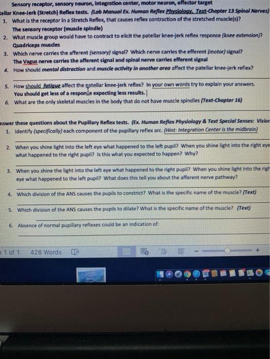 Solved Sensory receptor, sensory neuron, Integration center, | Chegg.com