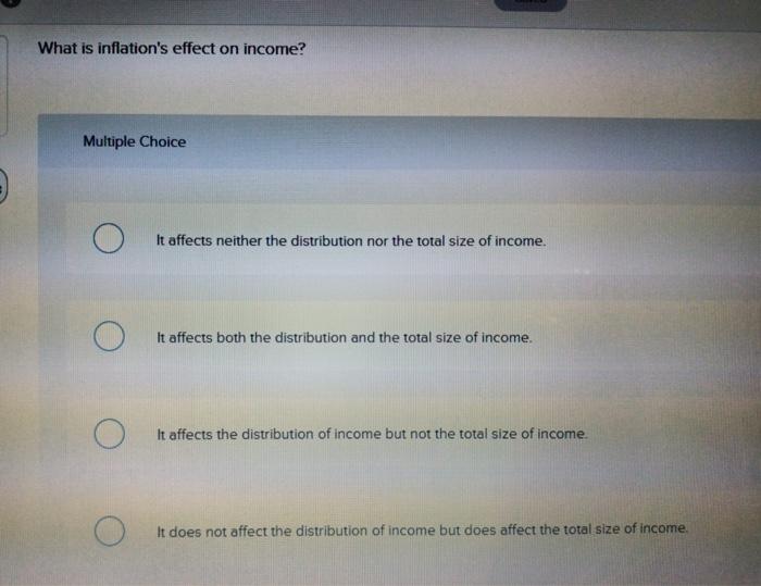 Solved What is inflation's effect on income? Multiple Choice | Chegg.com
