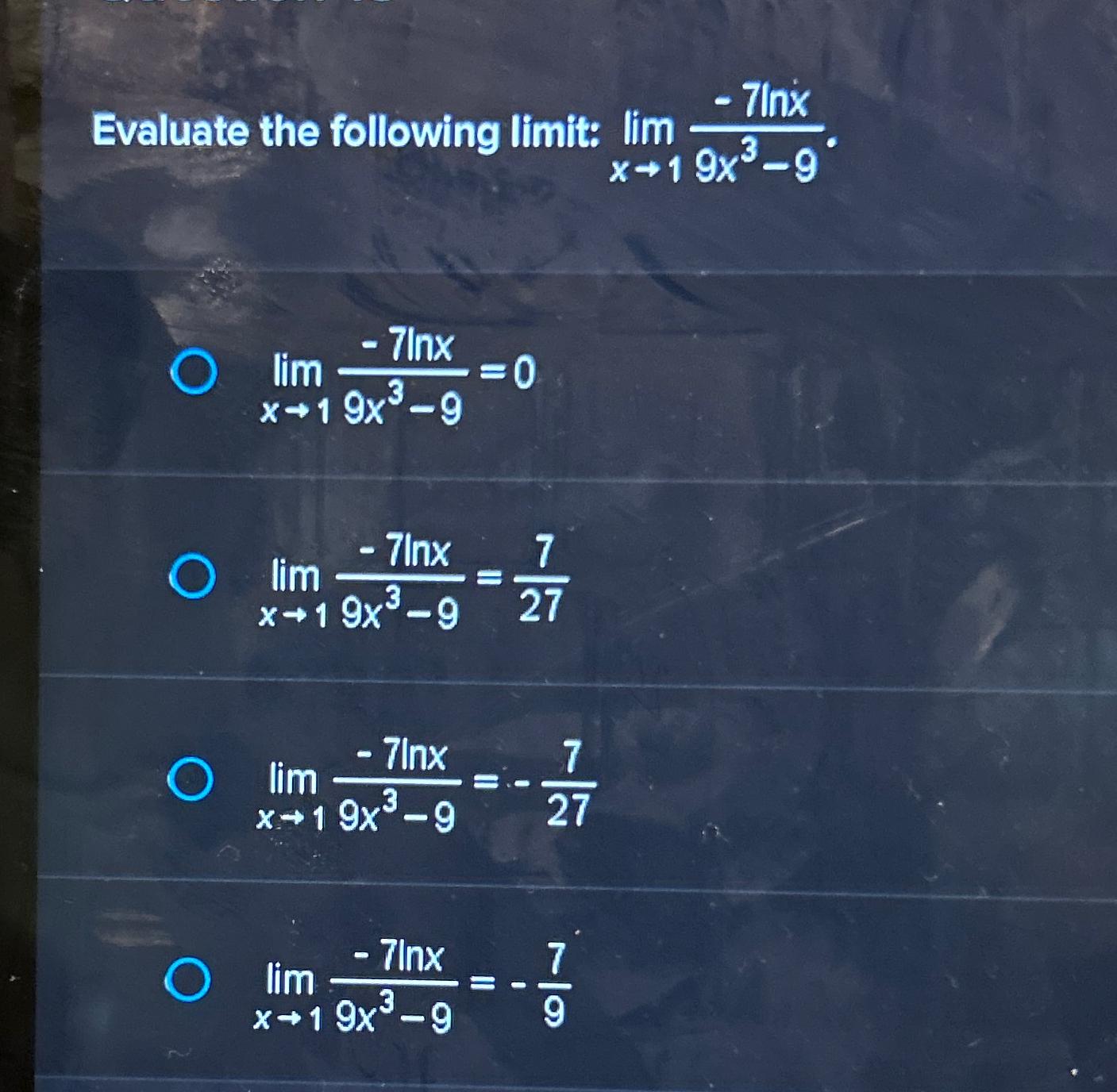 Solved Evaluate the following limit: | Chegg.com