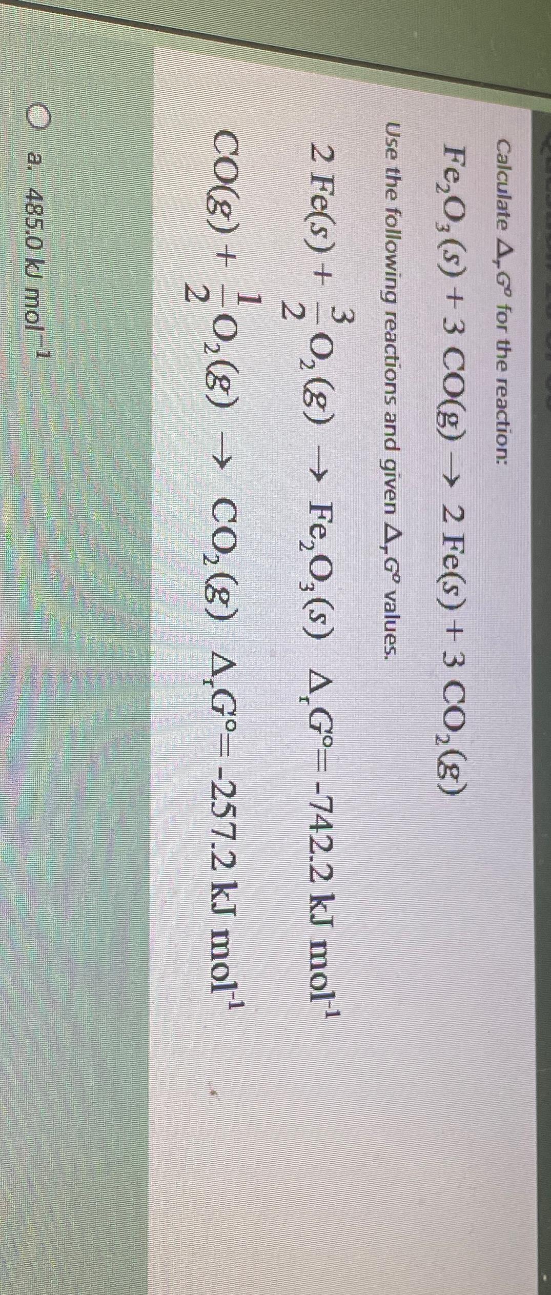 Solved Calculate \\\\Delta _(r)G^(0) for the | Chegg.com