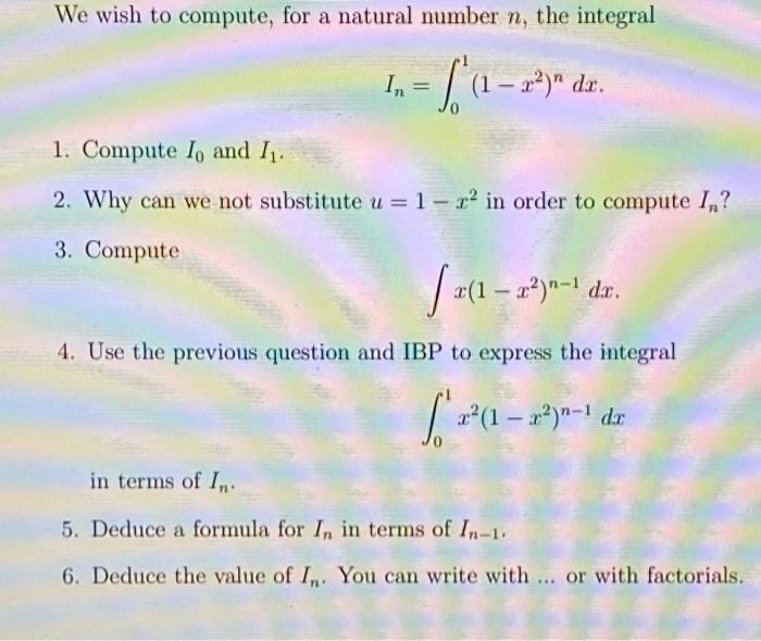 Solved Exercise II: Evaluating Integrals Compute the | Chegg.com