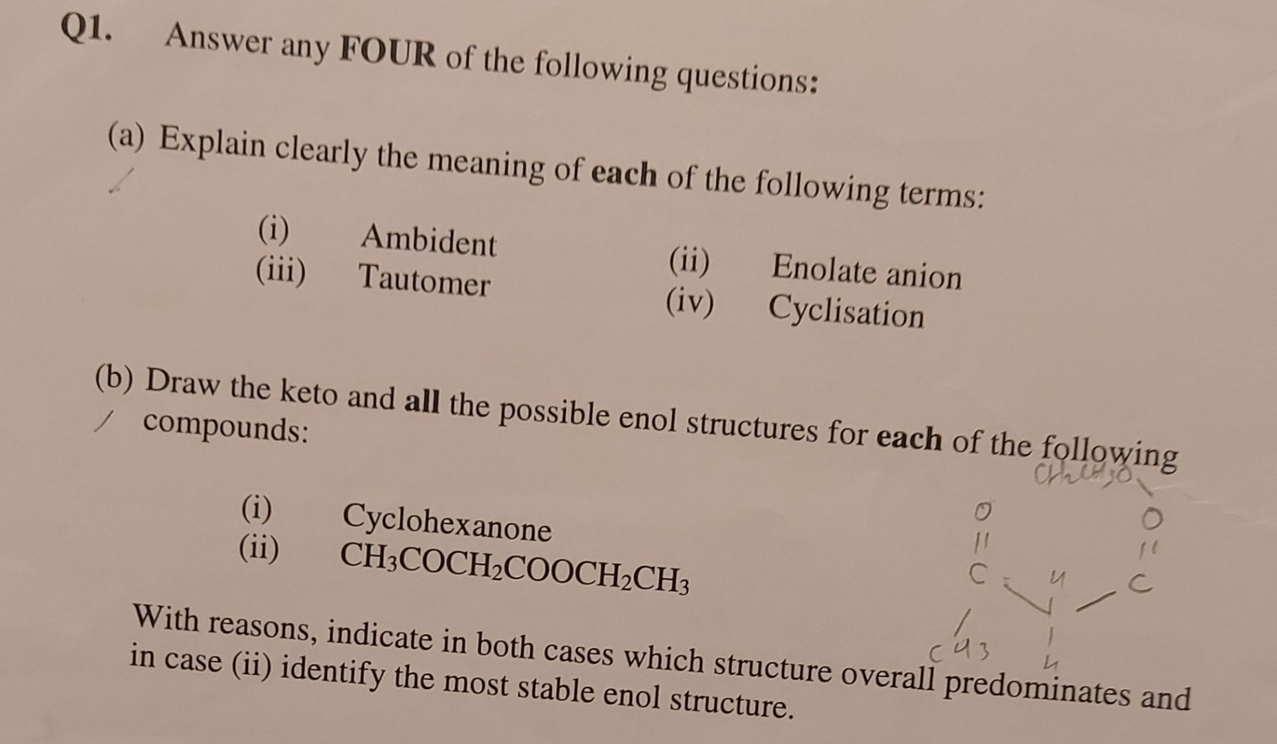 Solved Q1. ﻿Answer any FOUR of the following questions:(a) | Chegg.com