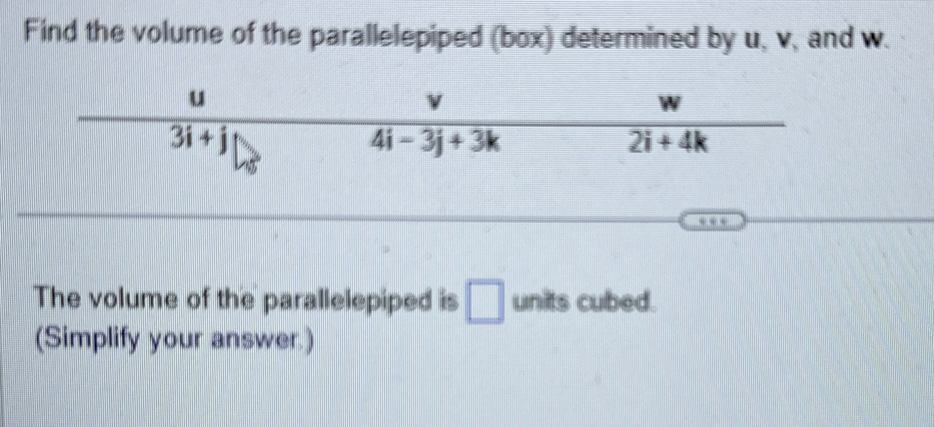 Solved Find the volume of the parallelepiped (box) | Chegg.com