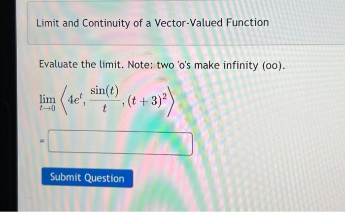 Solved Limit and Continuity of a Vector-Valued Function | Chegg.com