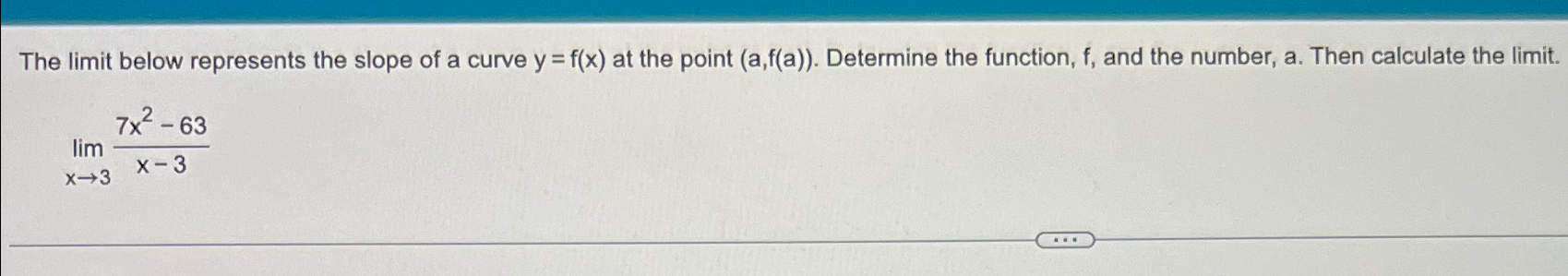 Solved The limit below represents the slope of a curve | Chegg.com