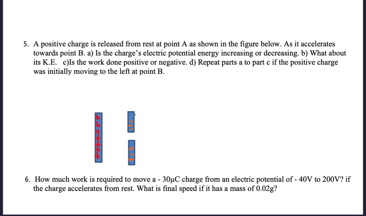 Solved A positive charge is released from rest at point A as | Chegg.com