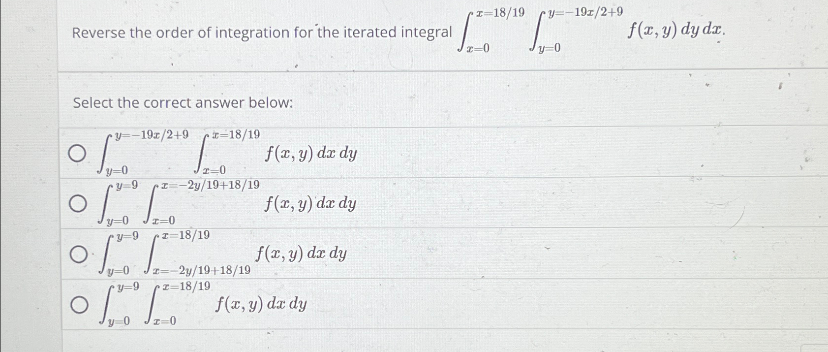 Reverse the order of integration for the iterated | Chegg.com
