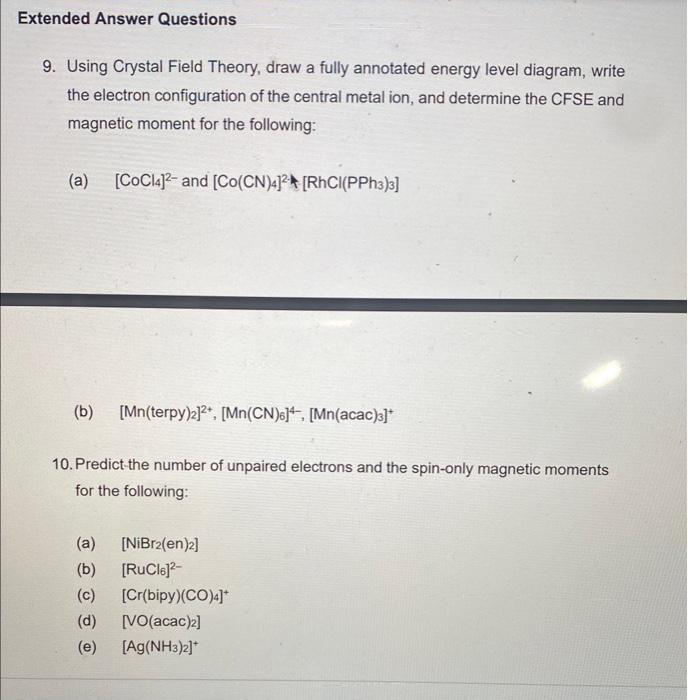 Solved 1. Arrange the following complexes in order of | Chegg.com