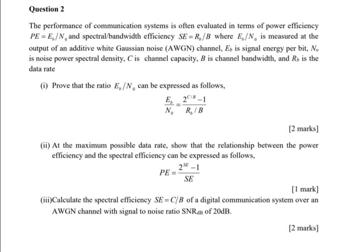 Solved Question 2 The performance of communication systems | Chegg.com