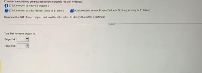 Solved Consider the following projects being considered by | Chegg.com