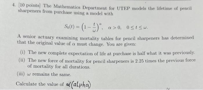 Solved 4. [10 points] The Mathematics Department for UTEP | Chegg.com