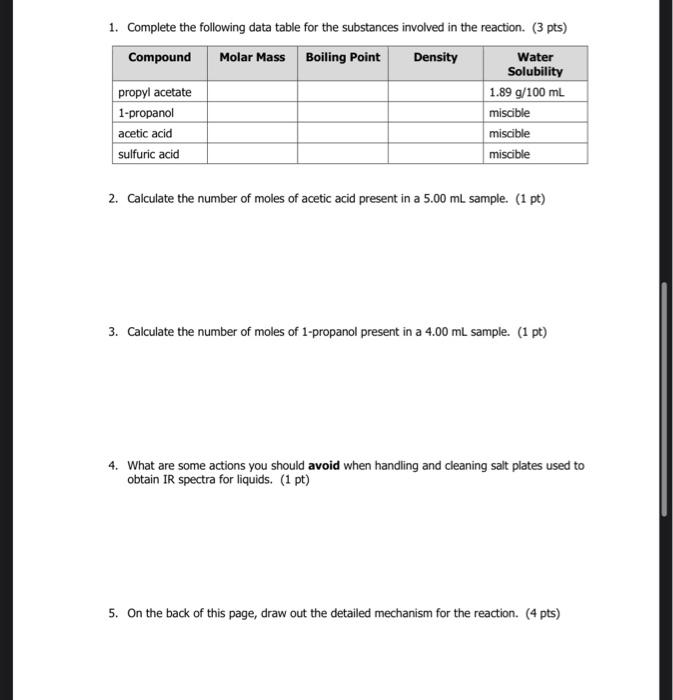 Solved 1. Complete the following data table for the | Chegg.com