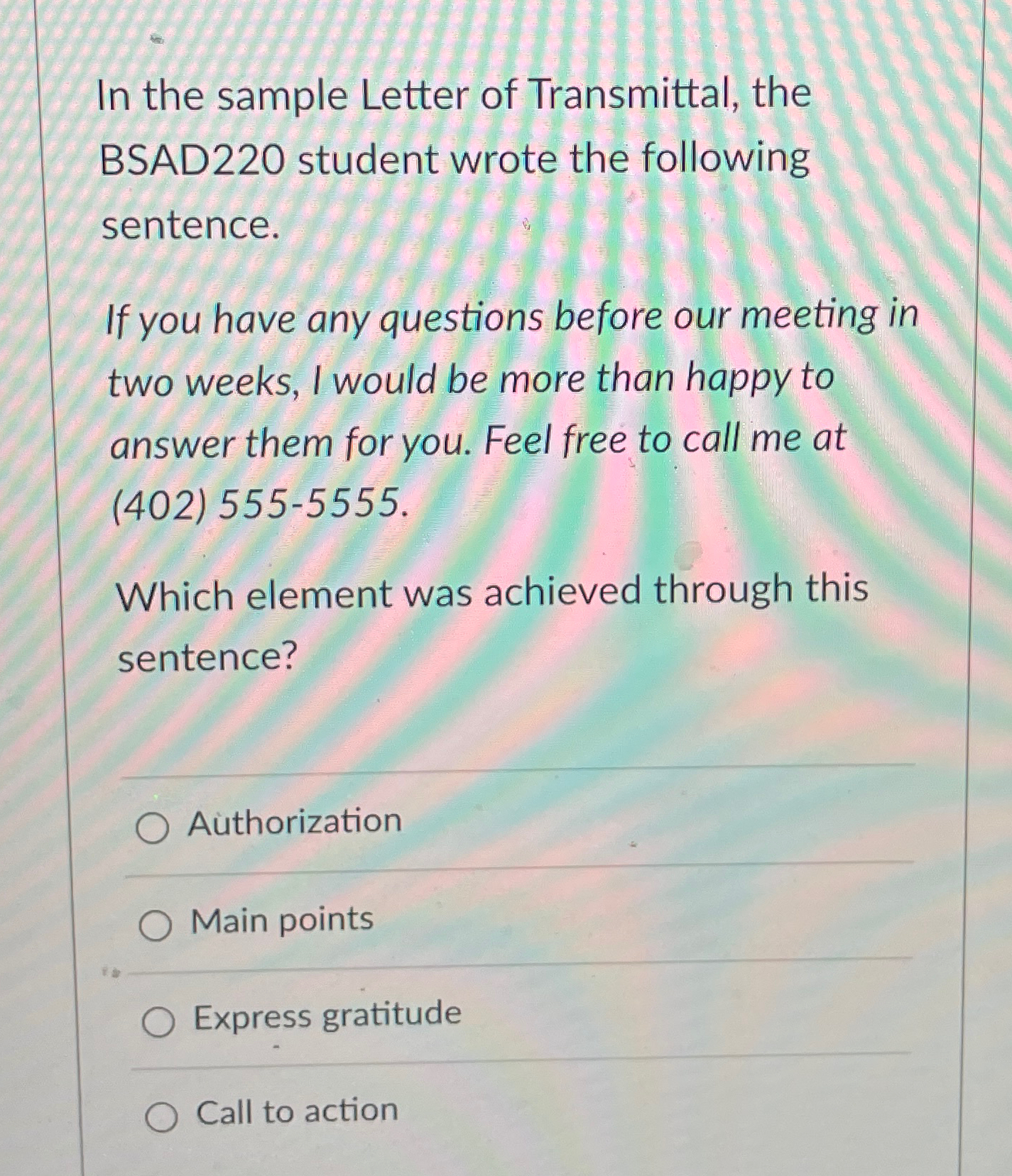 Solved In the sample Letter of Transmittal, the BSAD220 | Chegg.com