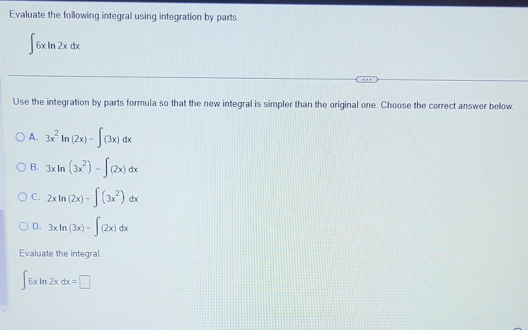 Solved Evaluate the following integral using integration by | Chegg.com