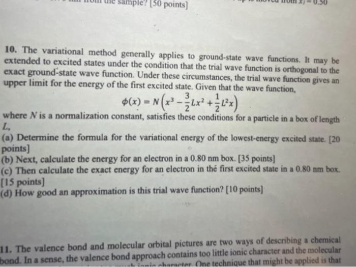 Solved Sample? (30 points) 10. The variational method | Chegg.com