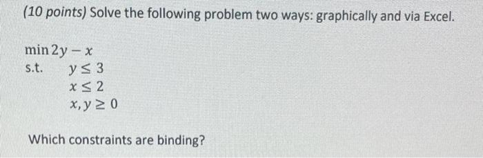 Solved (10 points) Solve the following problem two ways: | Chegg.com
