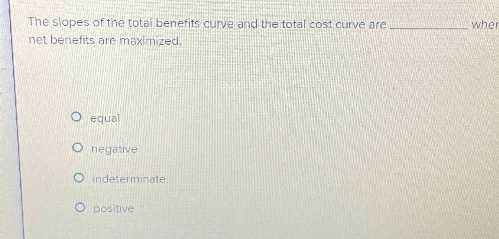 Solved The slopes of the total benefits curve and the total | Chegg.com