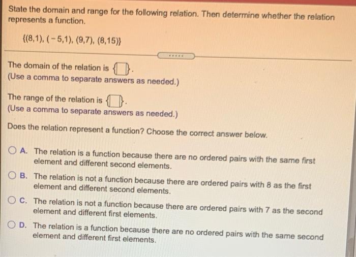 Solved State the domain and range for the following | Chegg.com