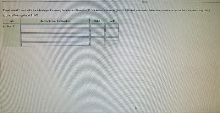 Solved Requirements 1. Journalze the adiunting entries using | Chegg.com Solved Requirements 1. Journalze the adiunting entries using | Chegg.com