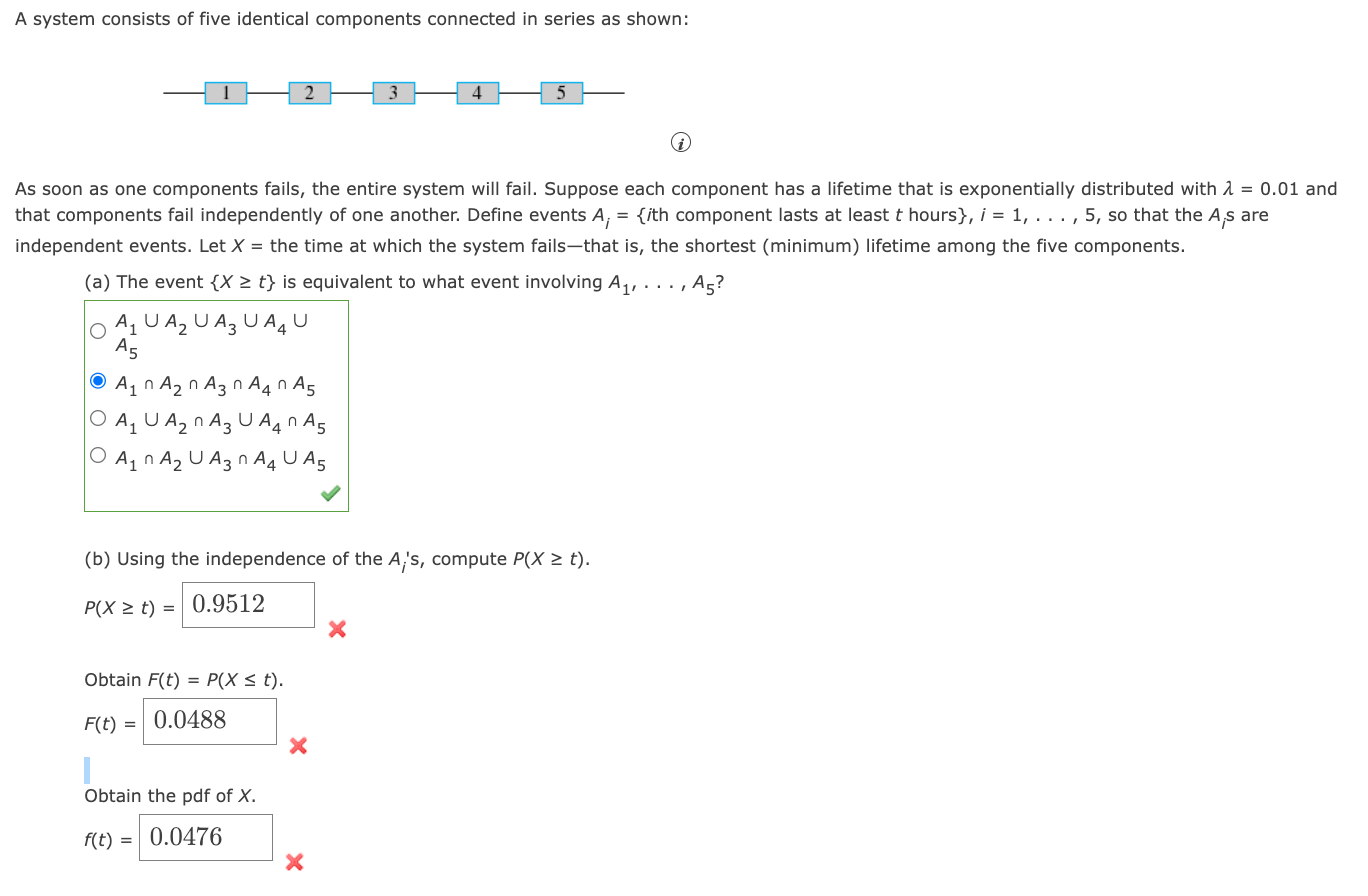 Solved (i)As ﻿soon as ﻿one components fails, the entire | Chegg.com