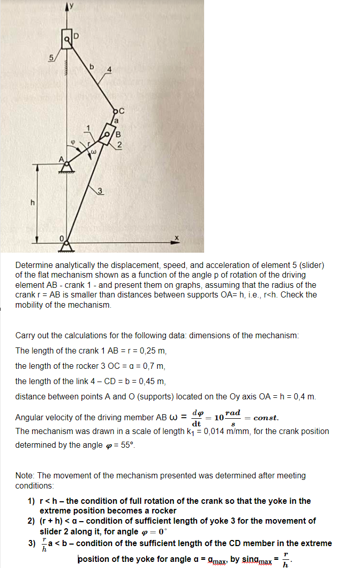 Solved Kinematic mechanism calculation of velocity, | Chegg.com