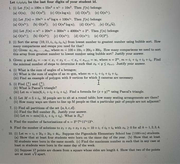 Solved Let ijizizibe the last four digits of your student | Chegg.com