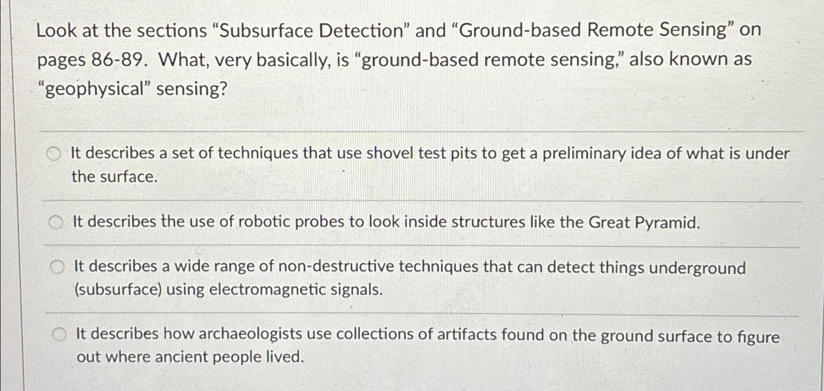Solved Look at the sections "Subsurface Detection" and | Chegg.com