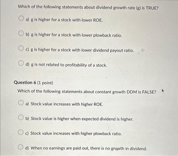 Solved Which of the following statements about dividend | Chegg.com