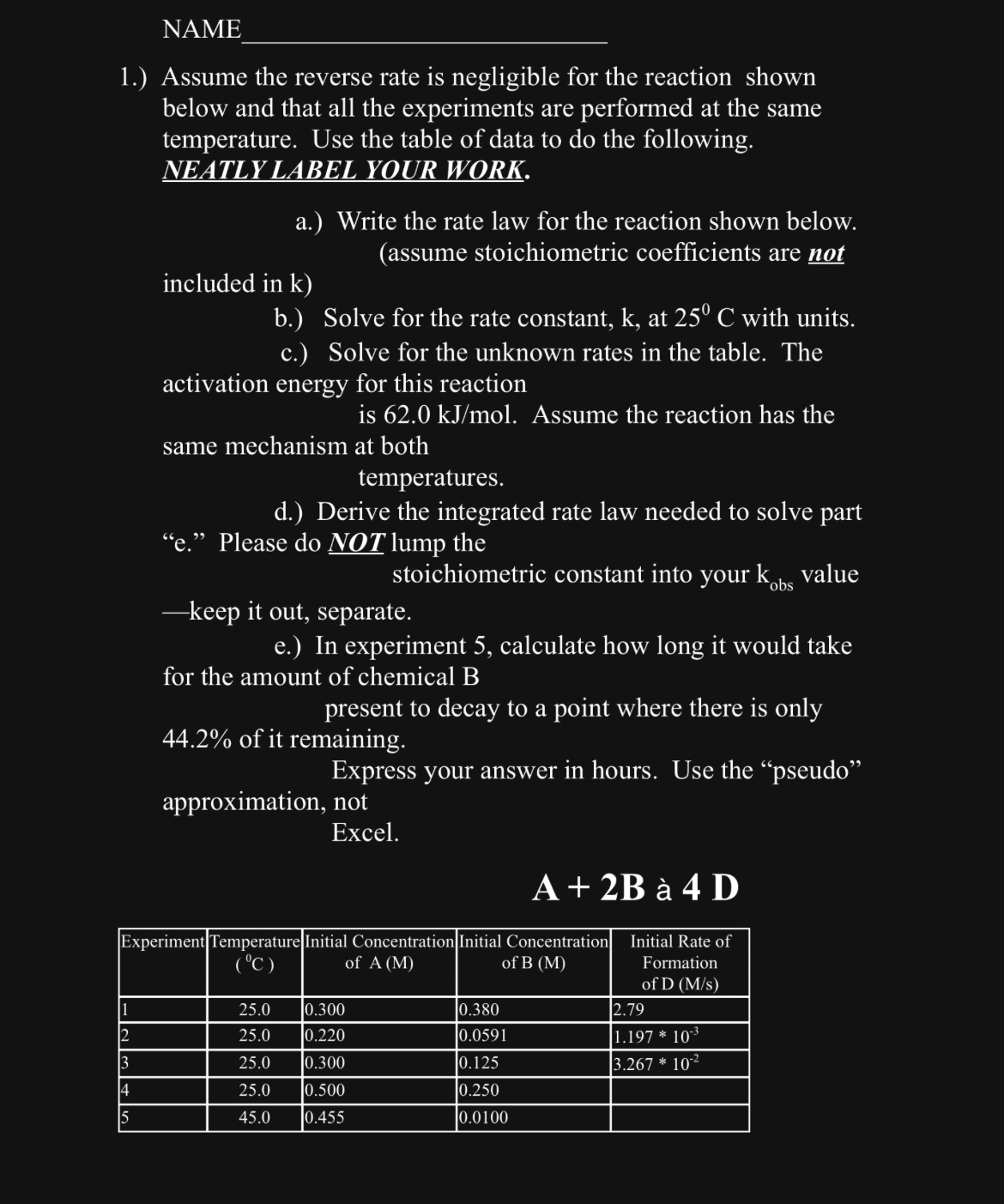 NEED HELP WITH PARTS C, ﻿D and E1.) ﻿Assume the | Chegg.com