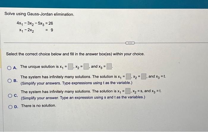 Solved Solve using Gauss-Jordan elimination. | Chegg.com