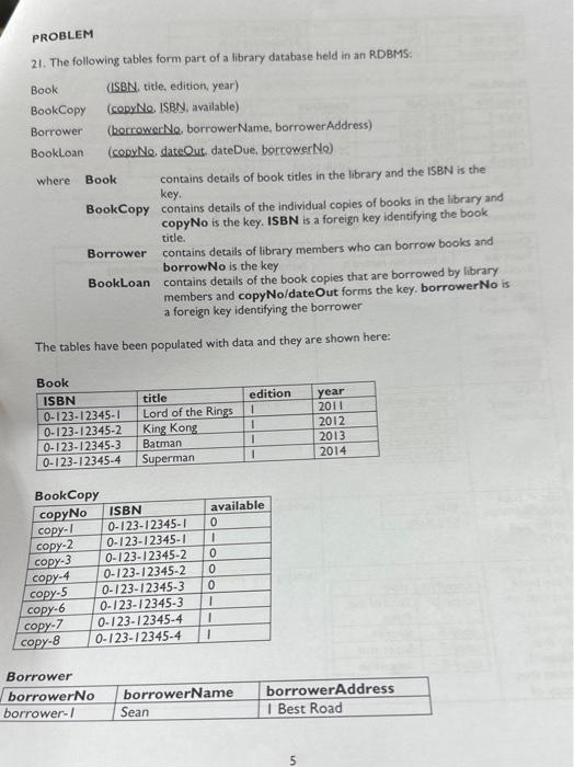 Solved The tables have been populated with data and they are | Chegg.com