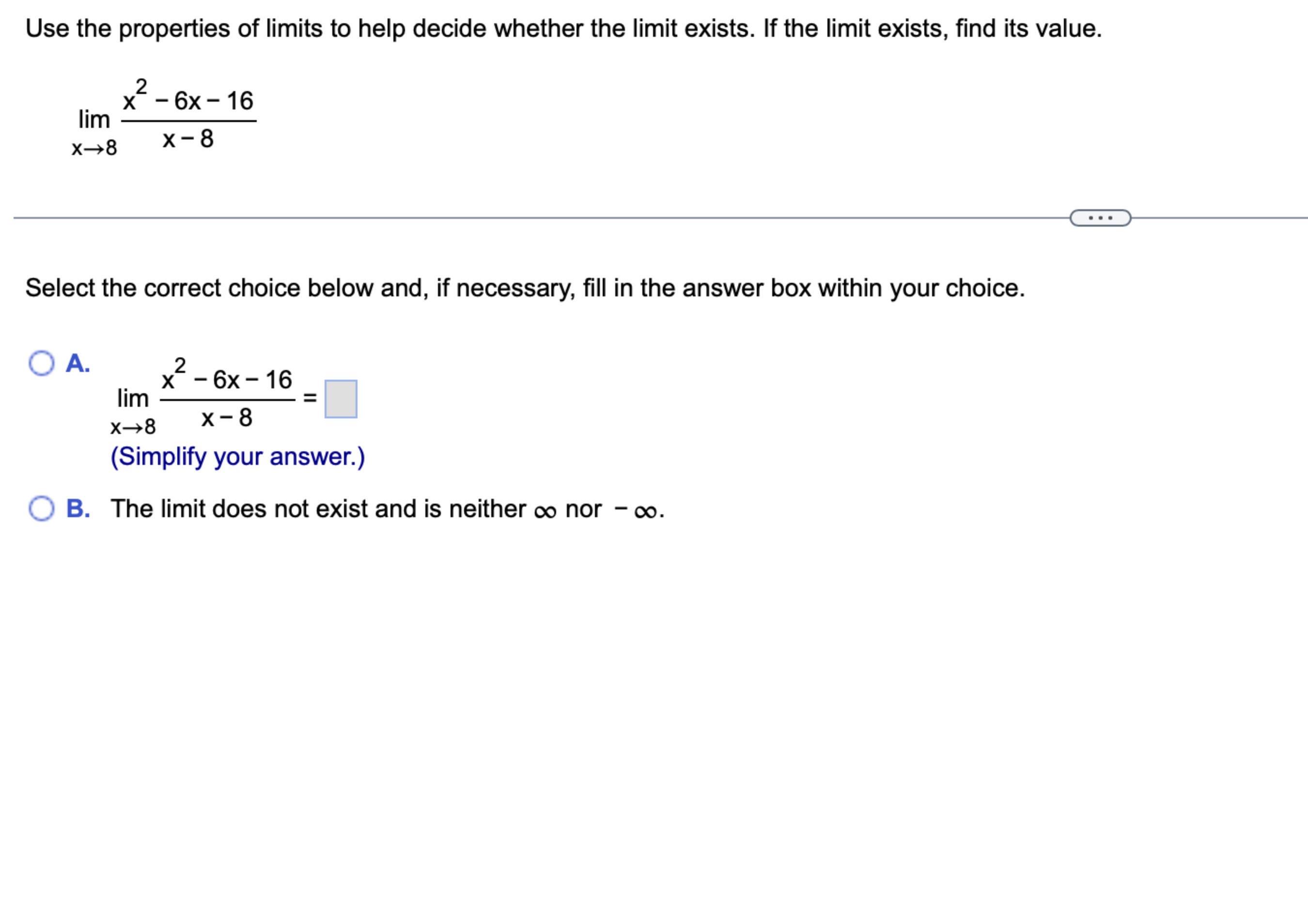 Solved Use the properties of limits to help decide whether | Chegg.com