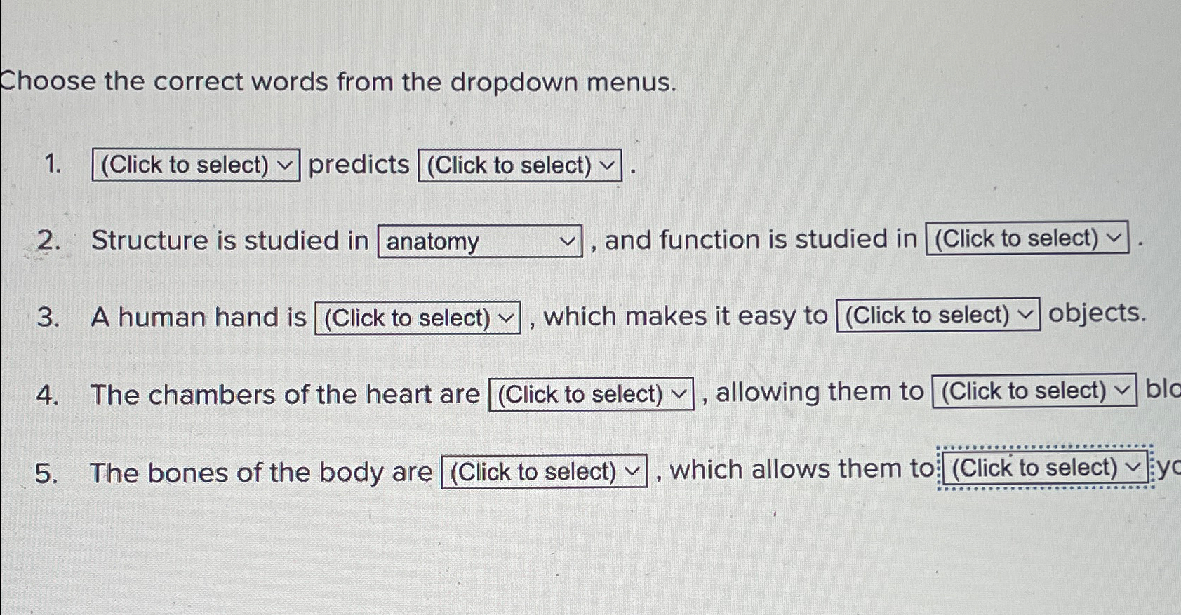 Solved Choose the correct words from the dropdown | Chegg.com