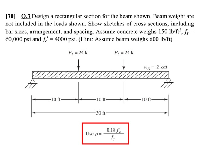 Solved [30] Q.3 Design a rectangular section for the beam | Chegg.com