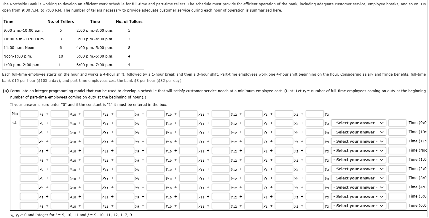 Solved The Northside Bank is working to develop an efficient | Chegg.com