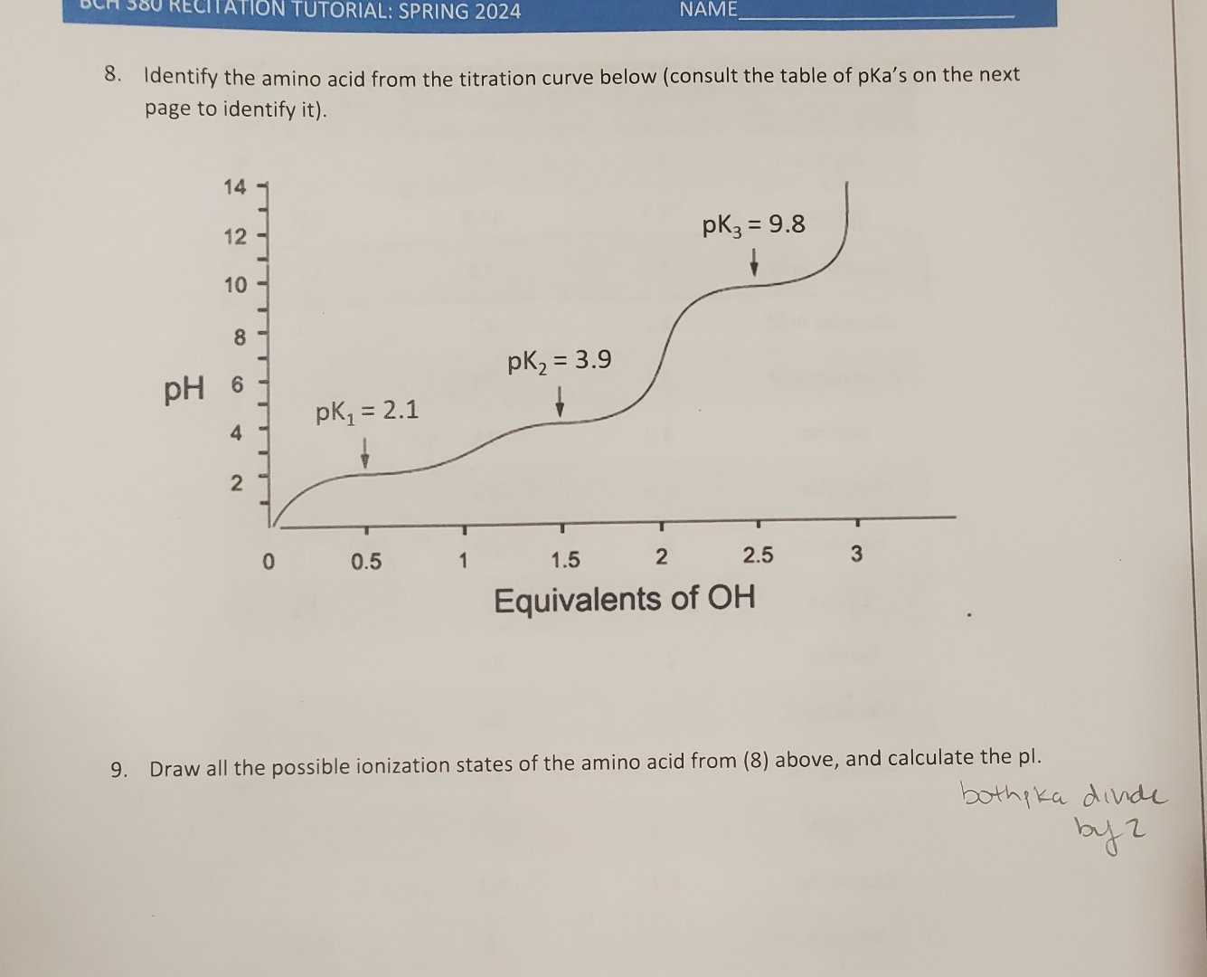 Solved question 8 ﻿is Aspartic acid. pKa (acid group) ﻿is | Chegg.com