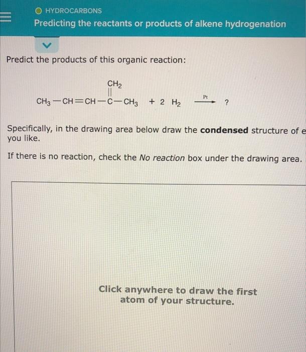 Solved O HYDROCARBONS Predicting the reactants or products | Chegg.com
