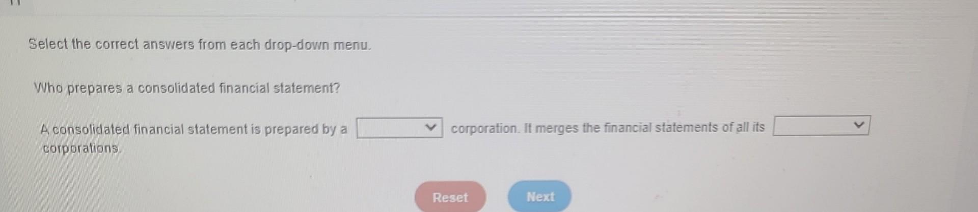 Solved Select the correct answers from each drop-down menu. | Chegg.com