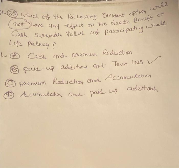 Solved 1-(23) which of the following Divident option net) | Chegg.com